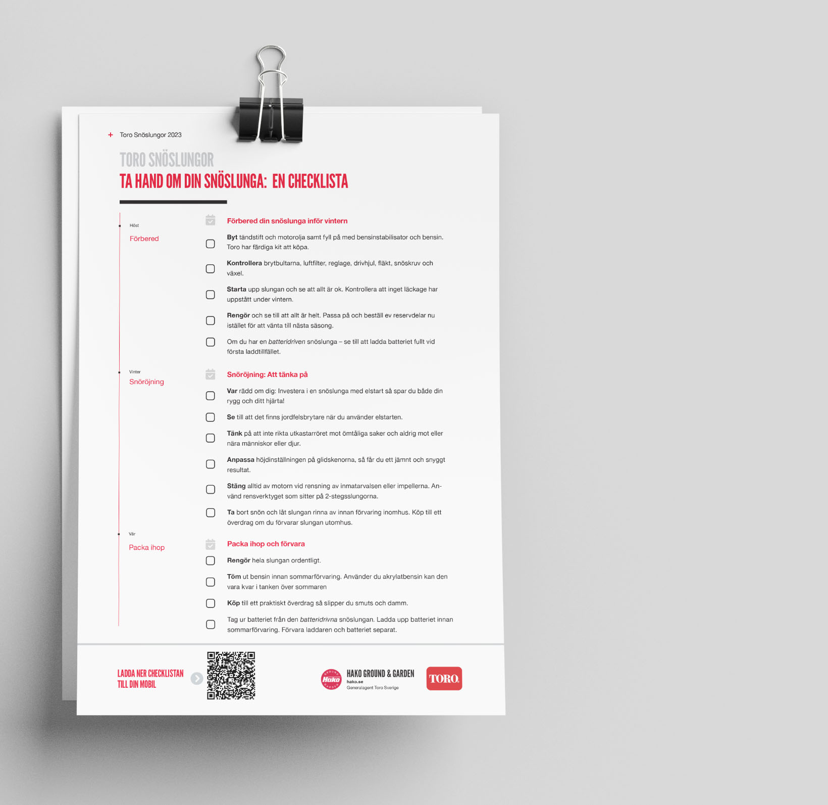 Underhåll av din snöslunga - Hako